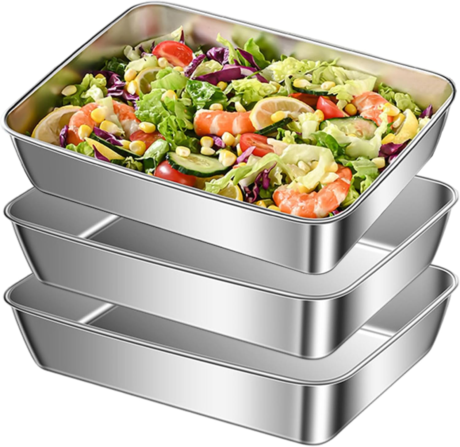 Amazon.com: 3Pcs Baking Tray 10x8in Nonstick Stainless Steel Baking ...