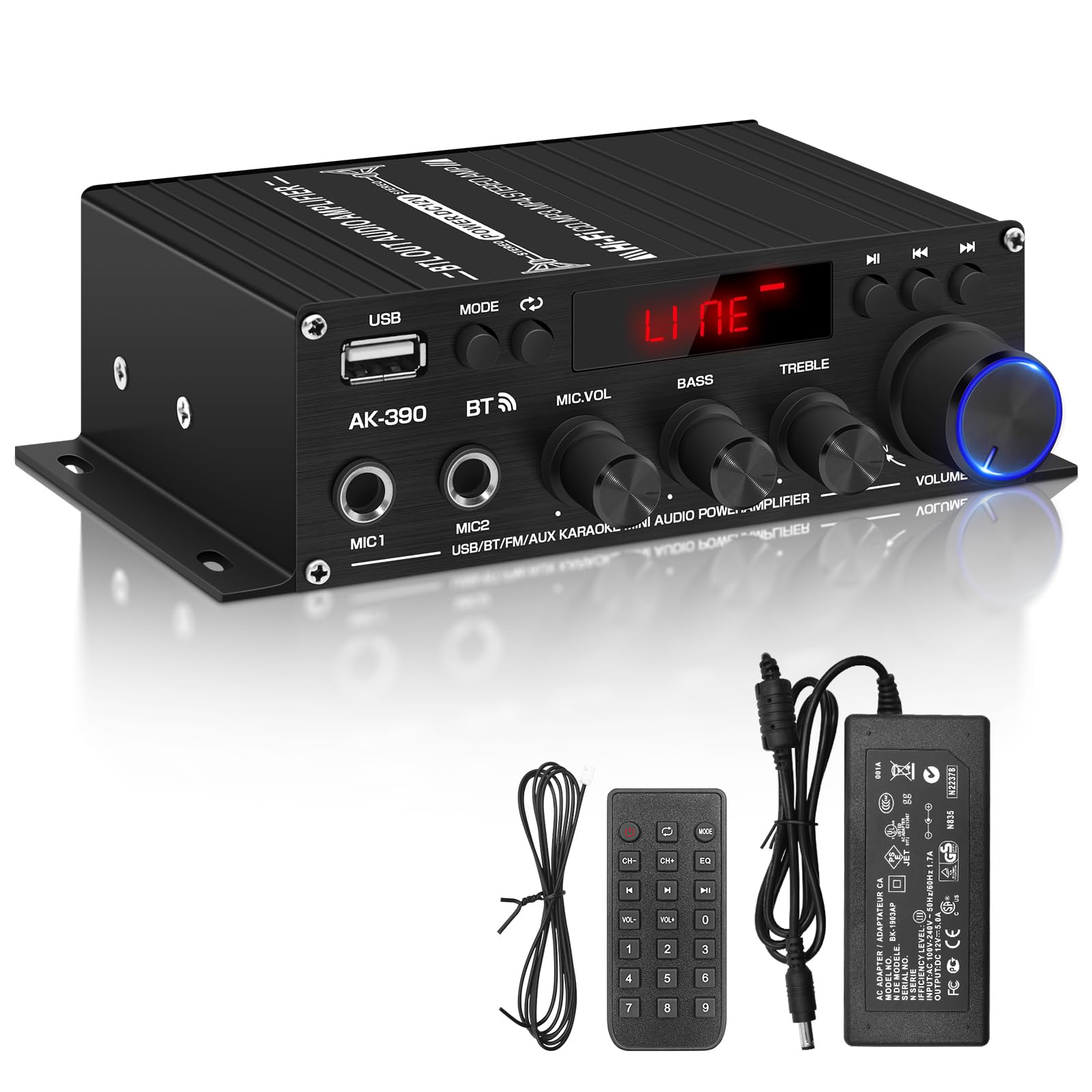 Amazon.com: JeTuvlie Stereo Amplifier Home Audio Receiver AK-390,AMP ...