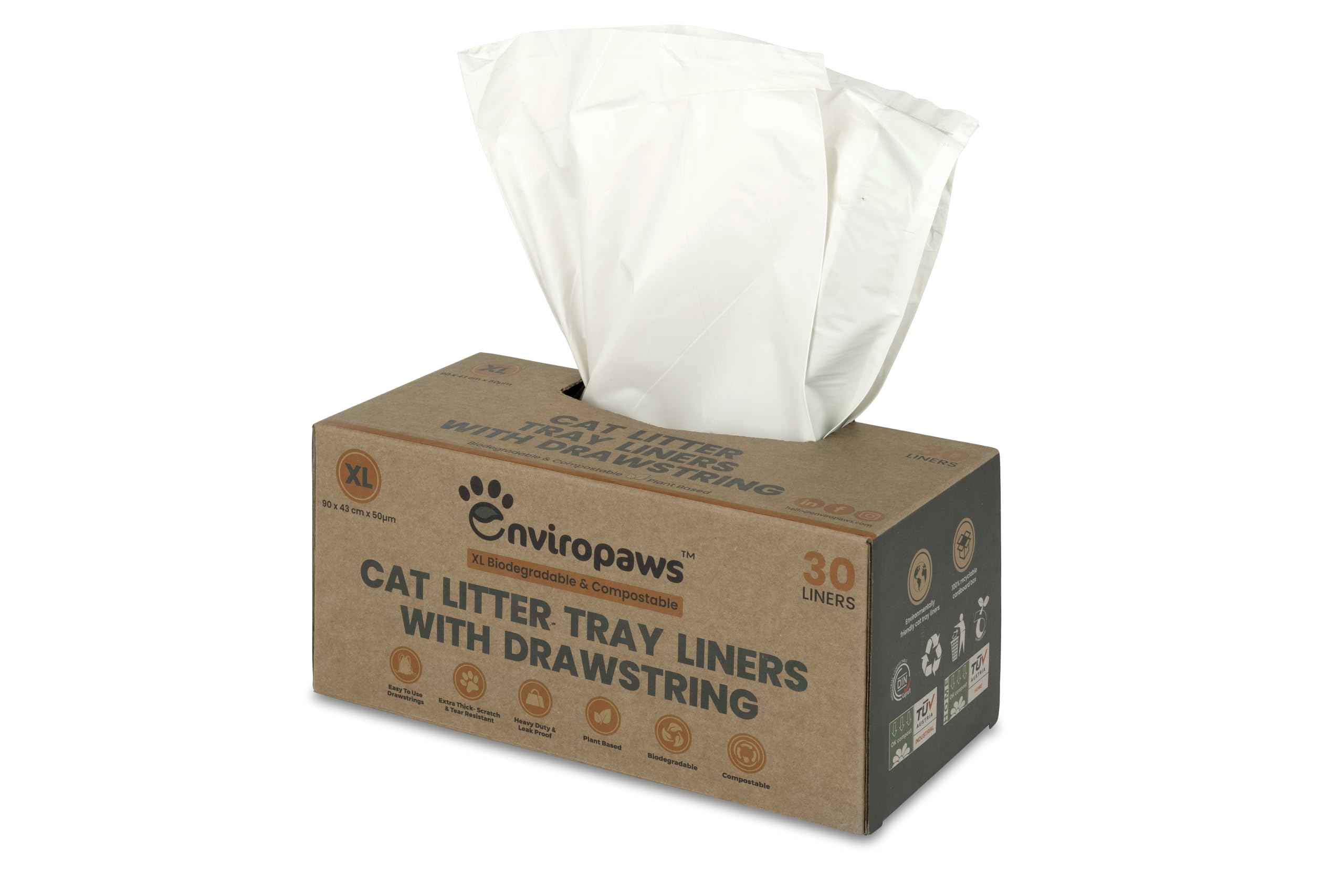 Enviropaws 30 XL Cat Litter Tray Liners | Biodegradable & Compostable ...
