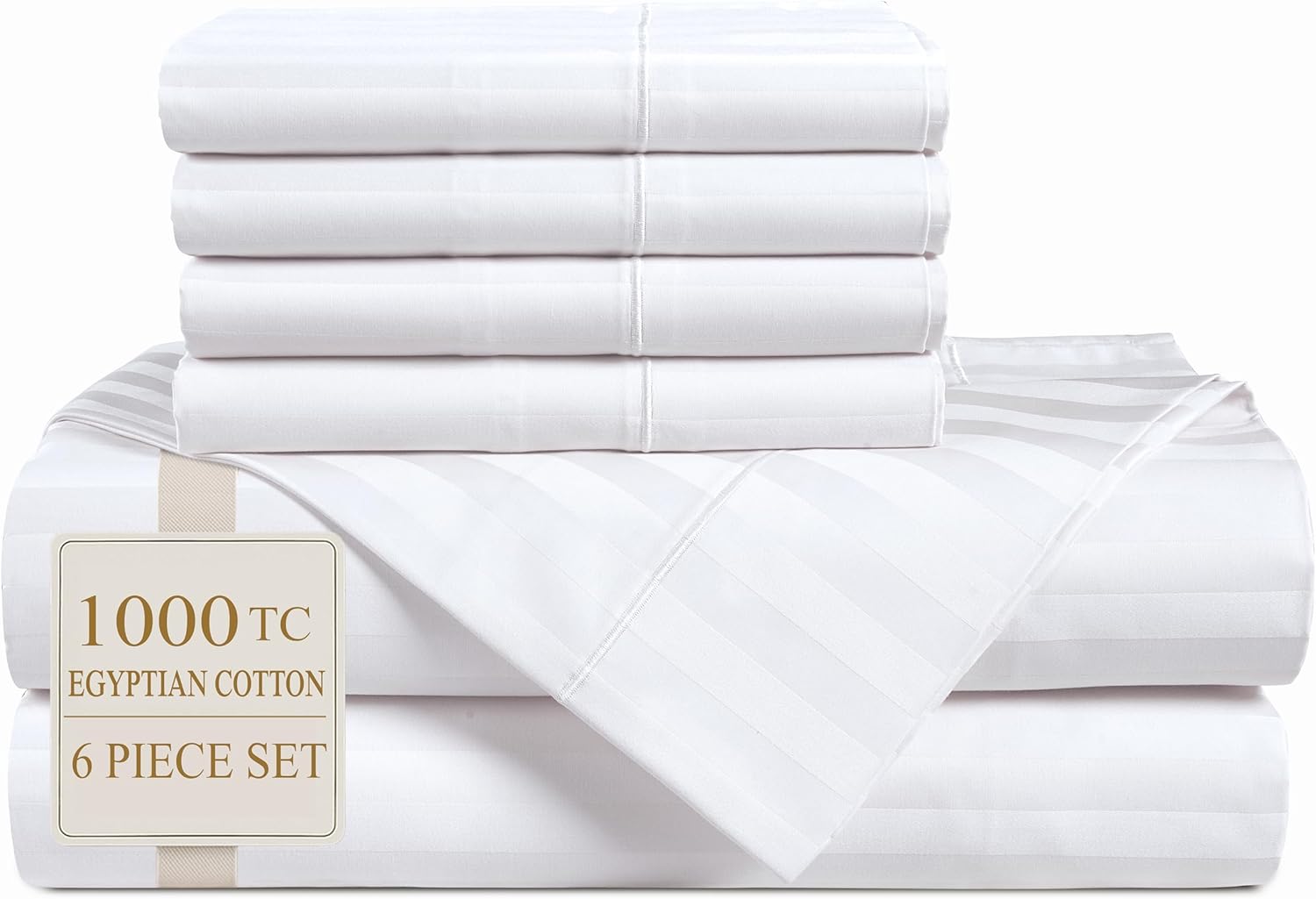 Amazon.com: Casa Platino 100% Egyptian Cotton Sheets King Size Set - 6 ...