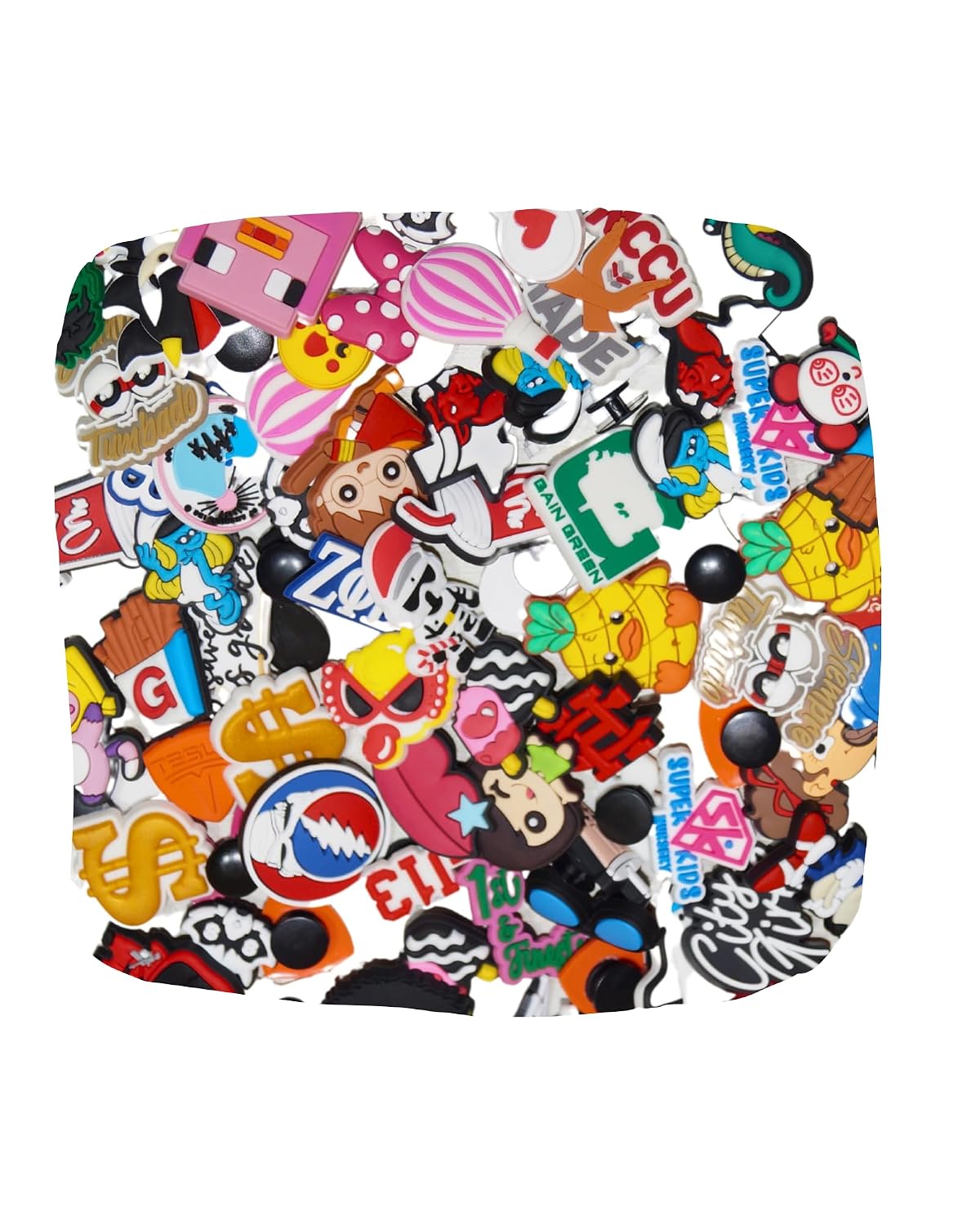 cartoon characters in set of 20 and 30 random decorative clog (Clogs ...