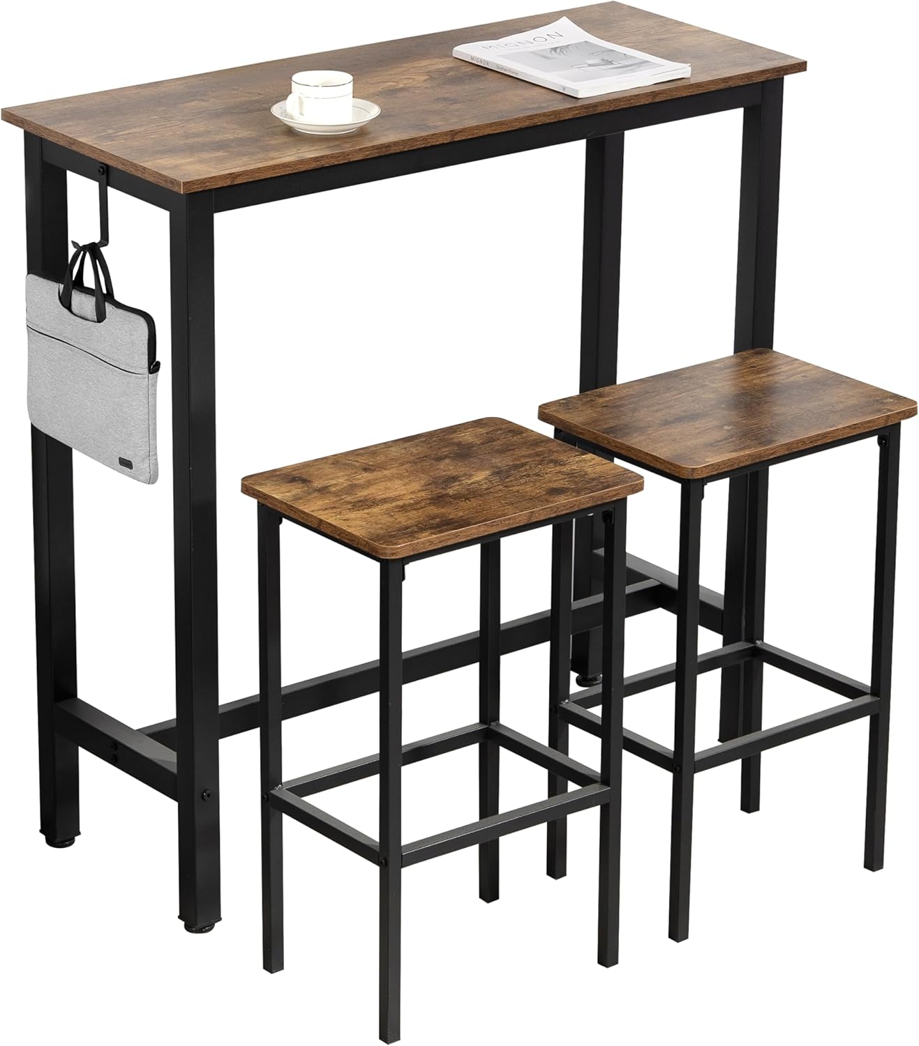 Amazon.com: Finnhomy Bar Table Set, 39.3" Pub Table High Top Table ...