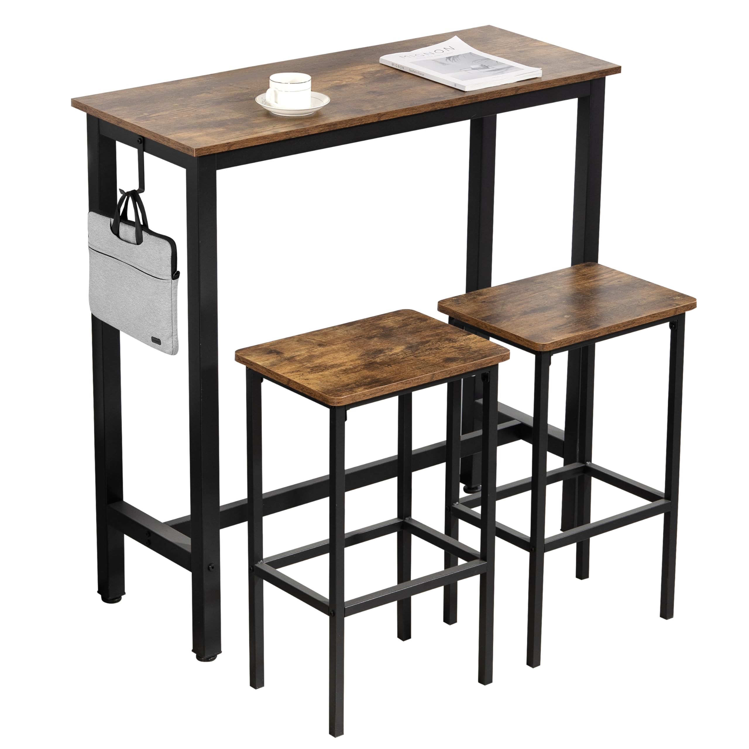 Amazon.com: Finnhomy Bar Table Set, 39.3" Pub Table High Top Table ...