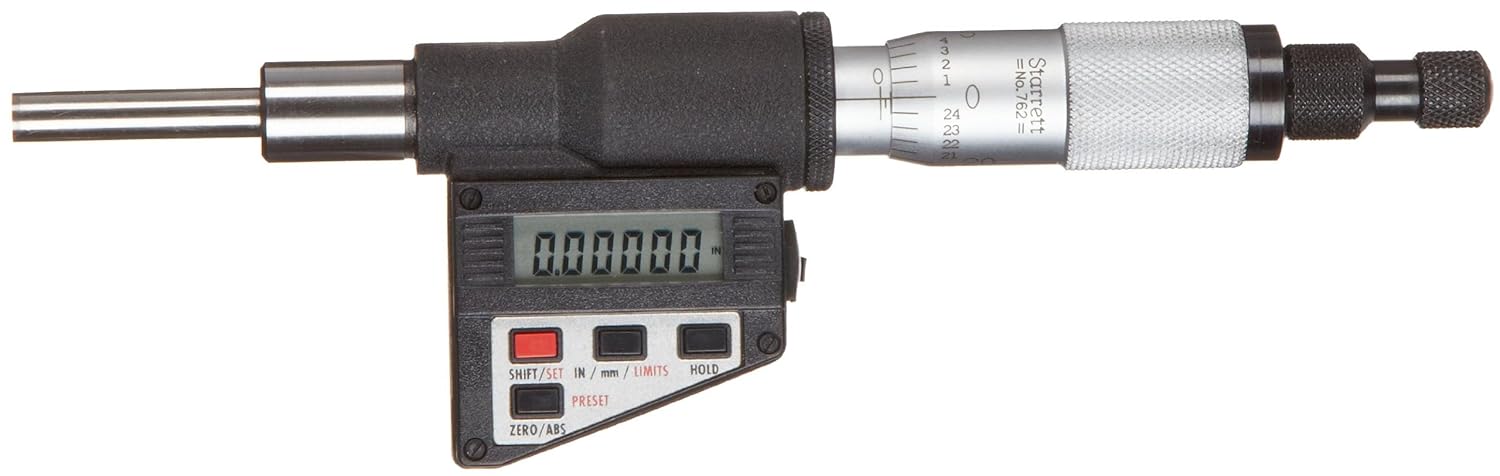 Starrett 762XFL Digital Micrometer Head, Non-Rotating Spindle, 0-1 ...