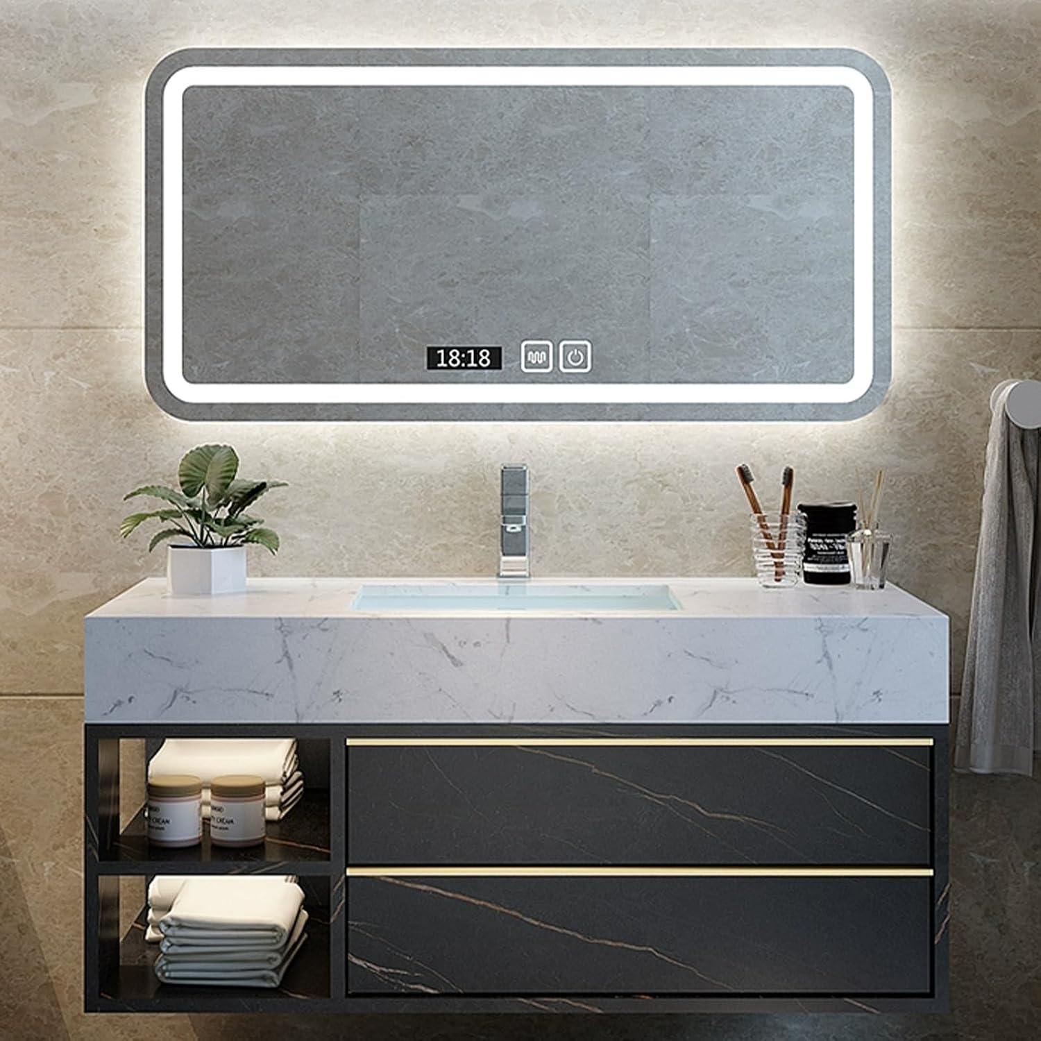 Amazon.com: TIZAZO 48IN Integrated Basin Bathroom Vanity - Bathroom ...
