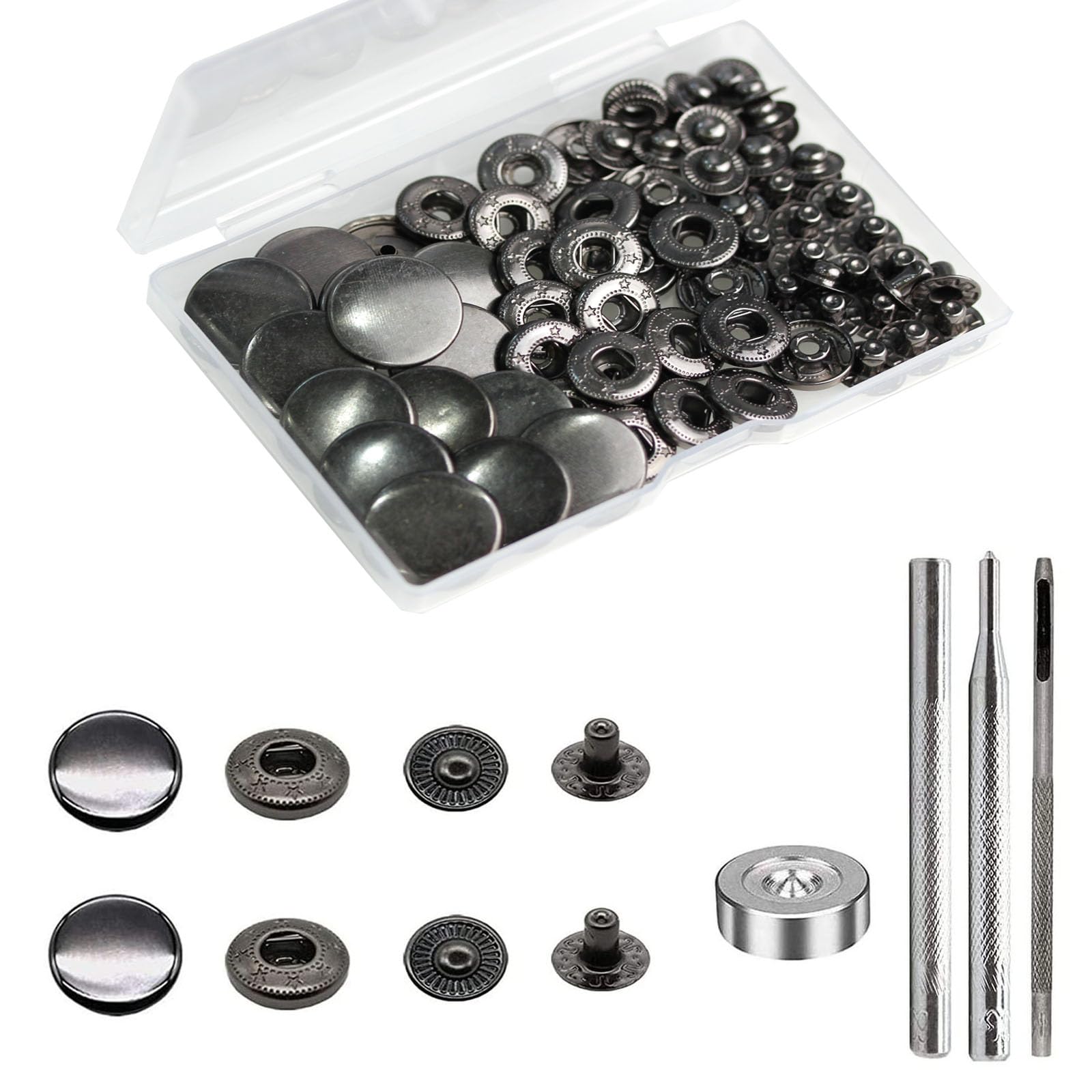 Amazon.com: 24 Sets Heavy Duty Leather Snap Fasteners Kit, BetterJonny ...