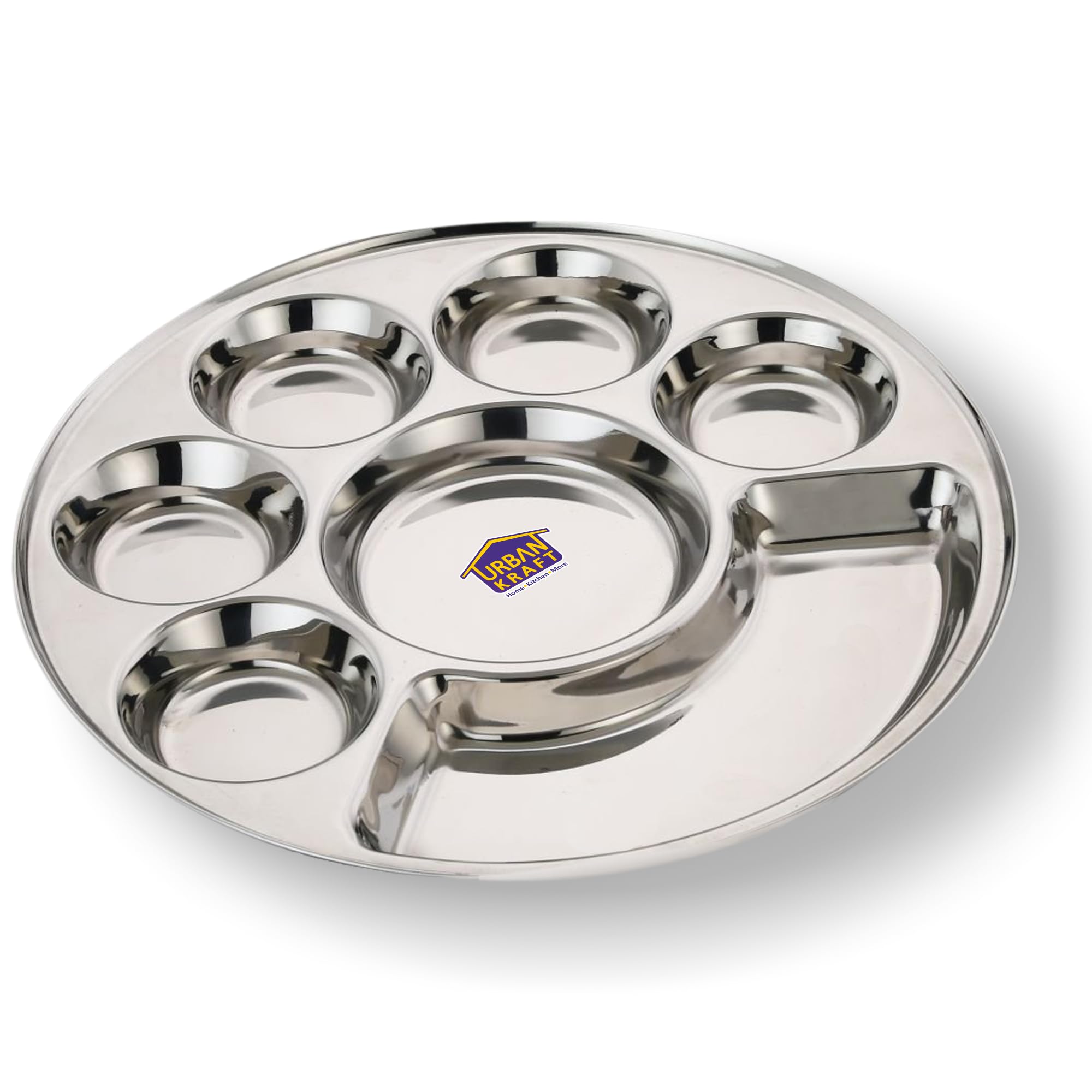 Buy URBAN KRAFT 7in1 Stainless Steel Plates with Compartments Pack of 6 ...