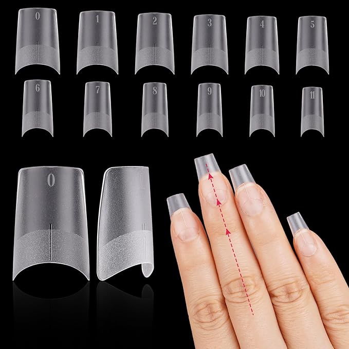 Amazon.com: LIONVISON Short Square Nail Tips, Full Matte Half Cover ...