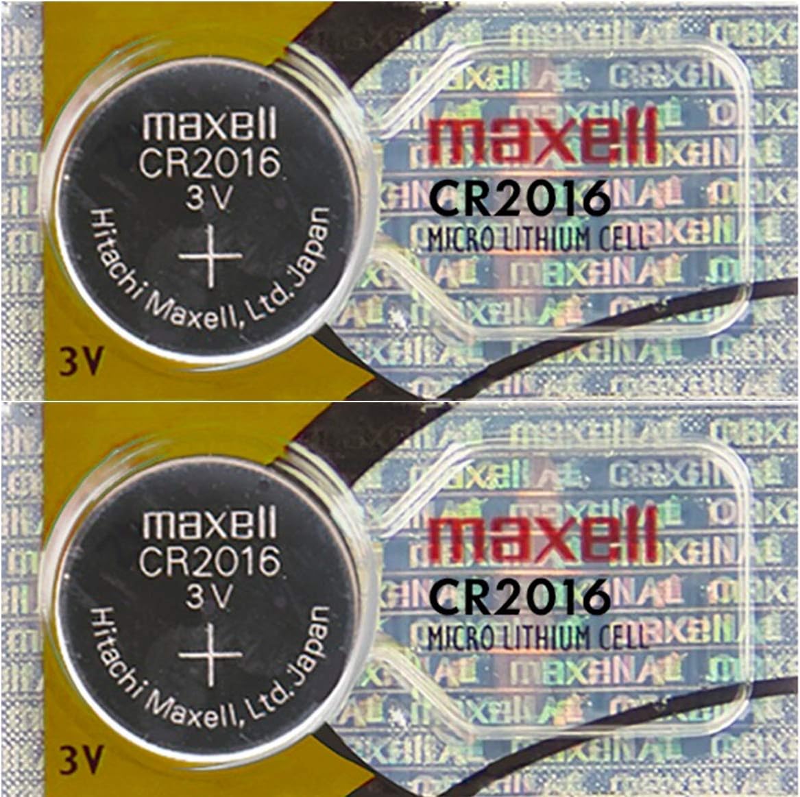 2PC MAXELL CR2016 Micro Lithium Cell Battery - Made in Japan : Amazon ...