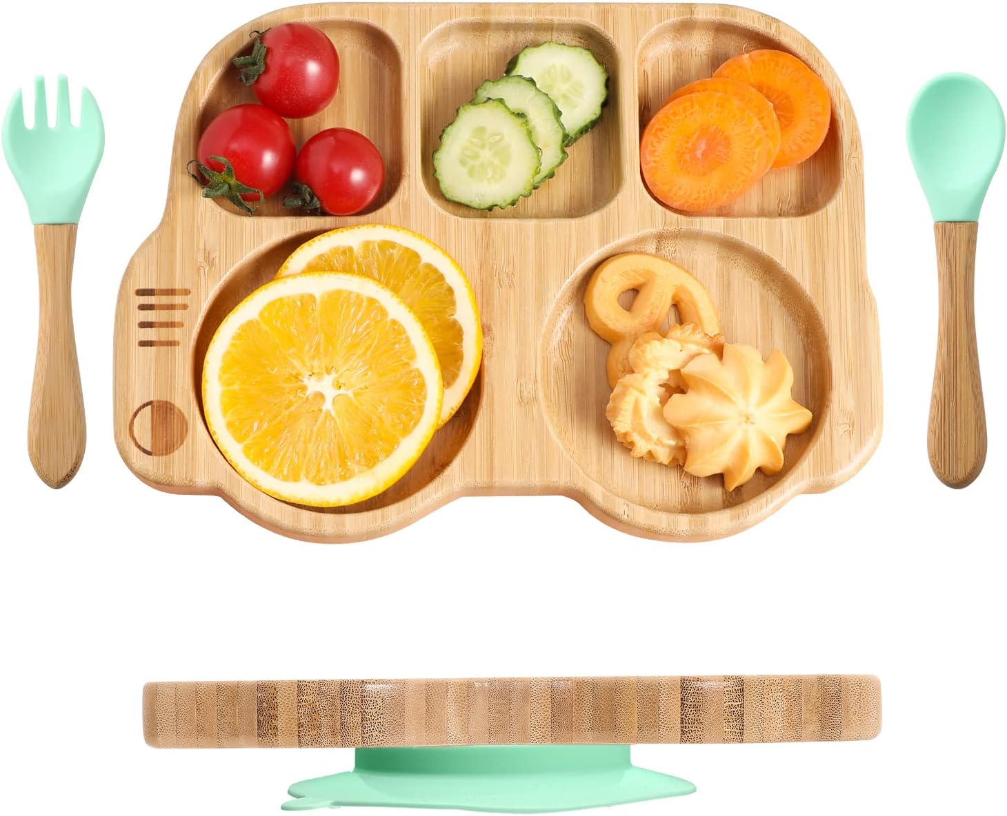 Amazon.com: Suction Plates for Baby & Toddler, Bamboo Divided Platter ...