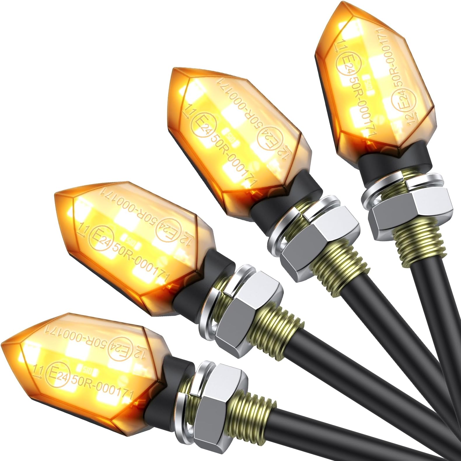 Amazon.com: Justech 4PCS 5LEDs Motorcycle Indicators, Micro Amber Led ...