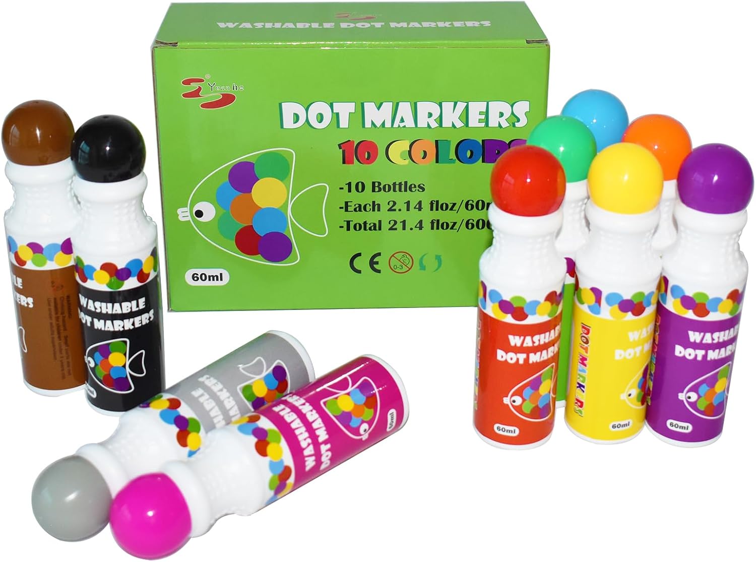 Amazon.com: Yuanhe Washable Dot Markers 10-Pack, Paint Dotters for ...