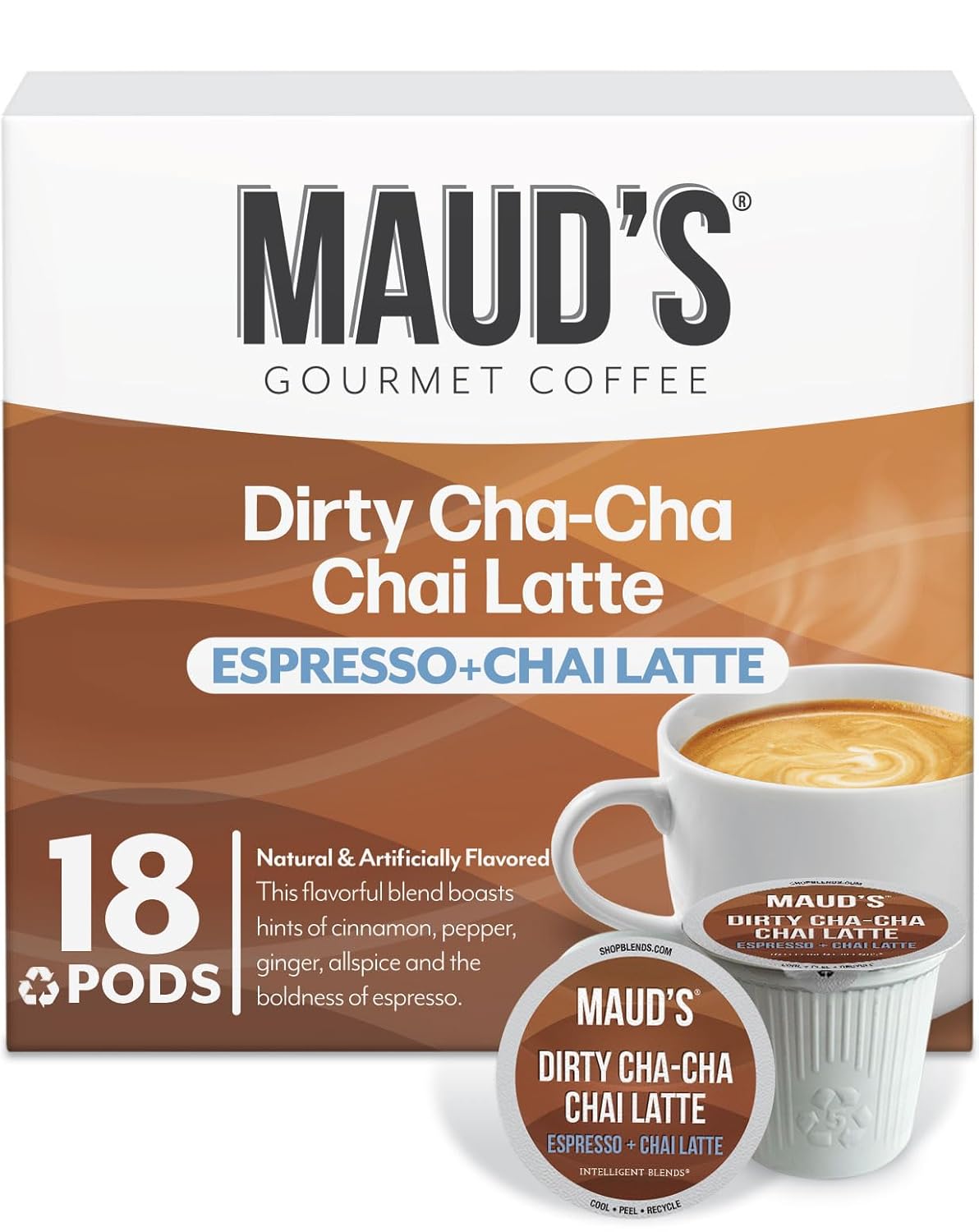 Amazon.com: Maud's Espresso Chai Tea Latte Pods, 18 ct, Recyclable ...