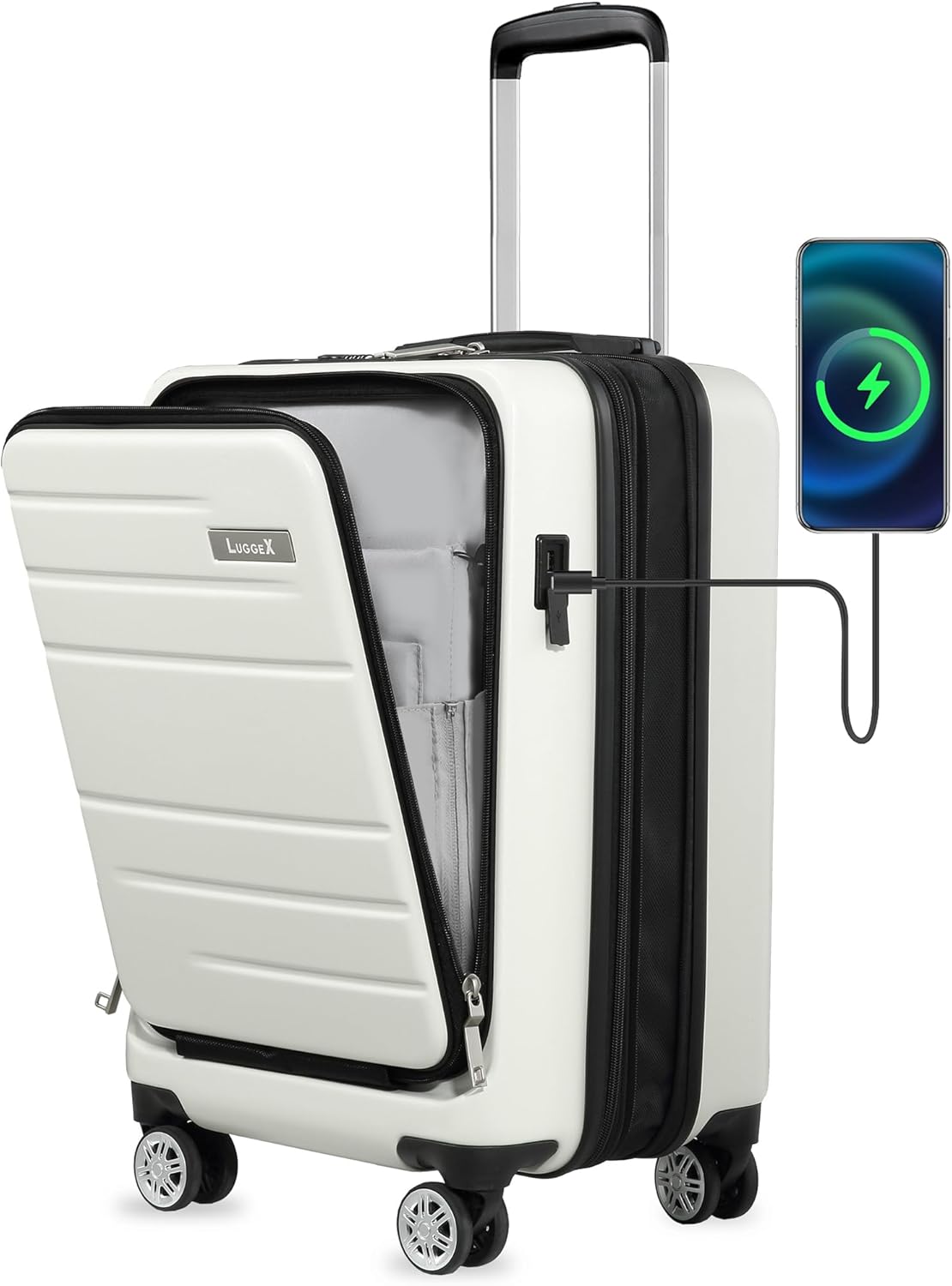 Amazon.com | LUGGEX Carry On Luggage with Front Pocket, Expandable ...