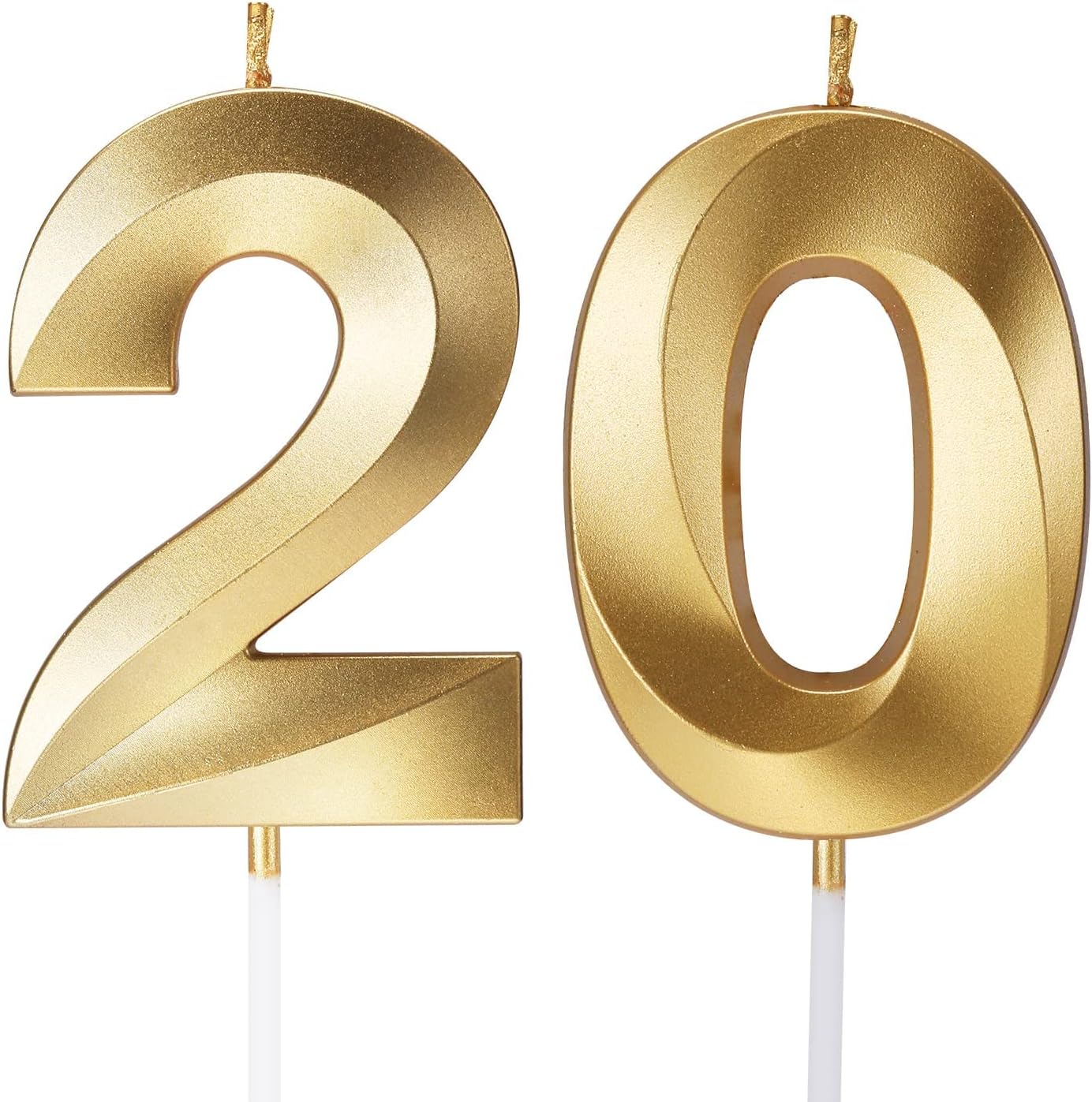 Amazon.com: 20th Birthday Candles for Cake, Blue Number 20 3D Diamond ...