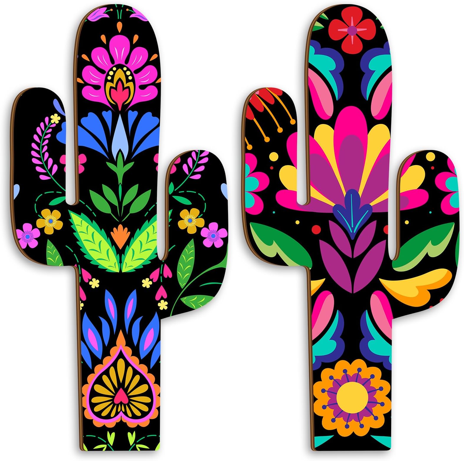 Amazon.com : Yousoontic 2 Pieces Wooden cactus pictures wall decor ...