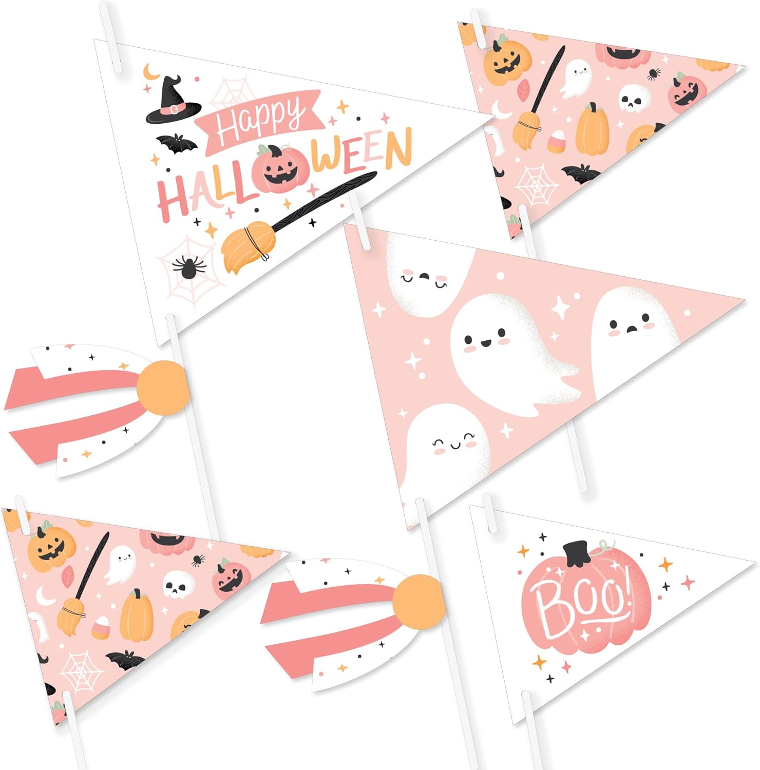 Amazon.com: Big Dot of Happiness Pastel Halloween - Triangle Pink ...