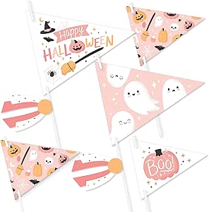 Amazon.com: Big Dot of Happiness Pastel Halloween - Triangle Pink ...
