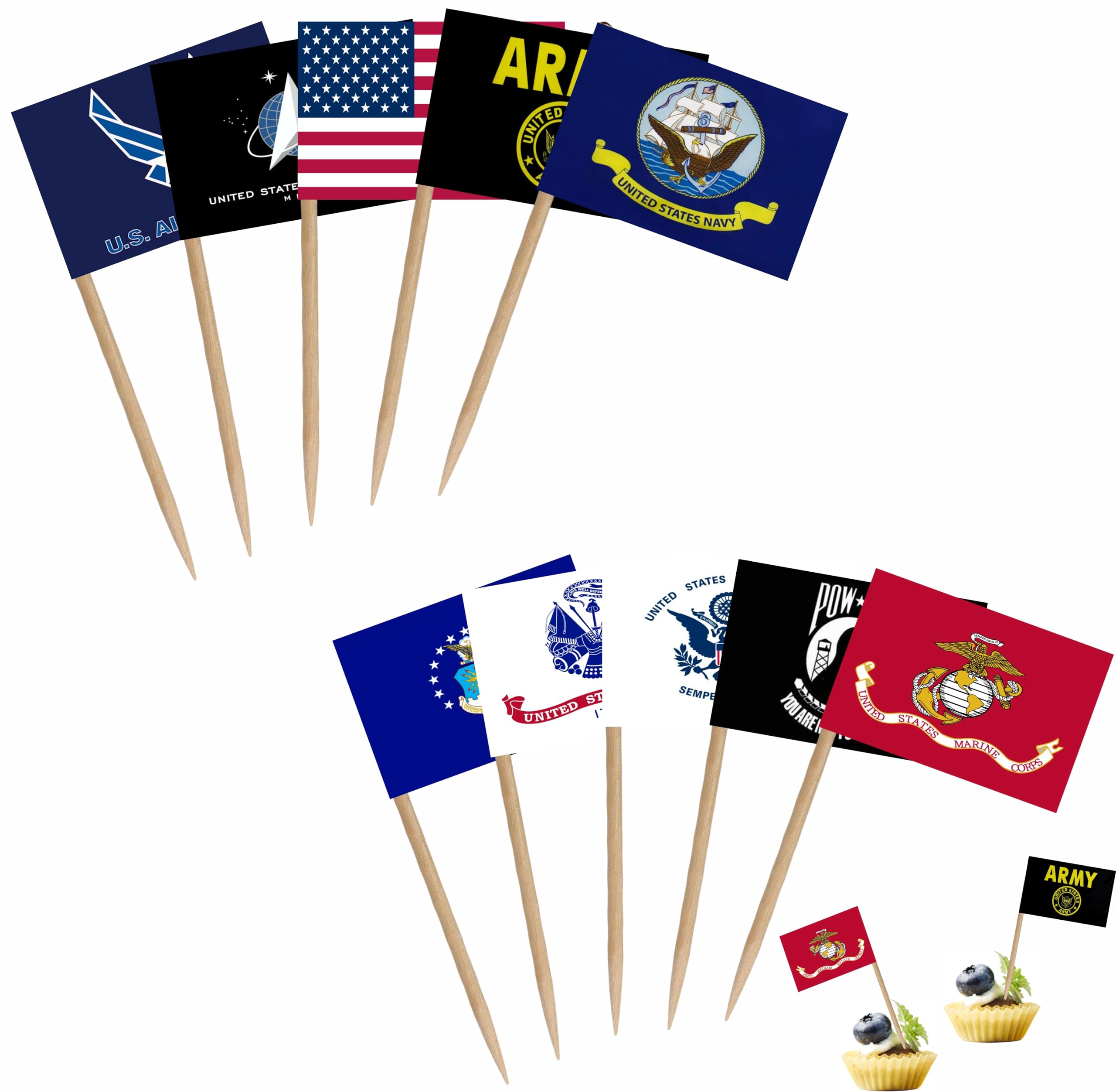 Amazon.com: LUSEOAN US Military Toothpick Flag Set Army Armed Forces ...