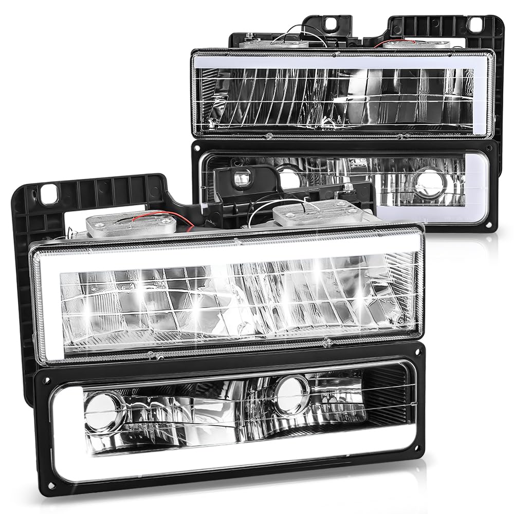 Amazon.com: DNA MOTORING C Style LED DRL Headlight+Signal Lamps Set ...