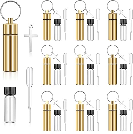 Amazon.com: Tandefio 10 Sets Anointing Oil Bottles Keychain Vial Holy ...