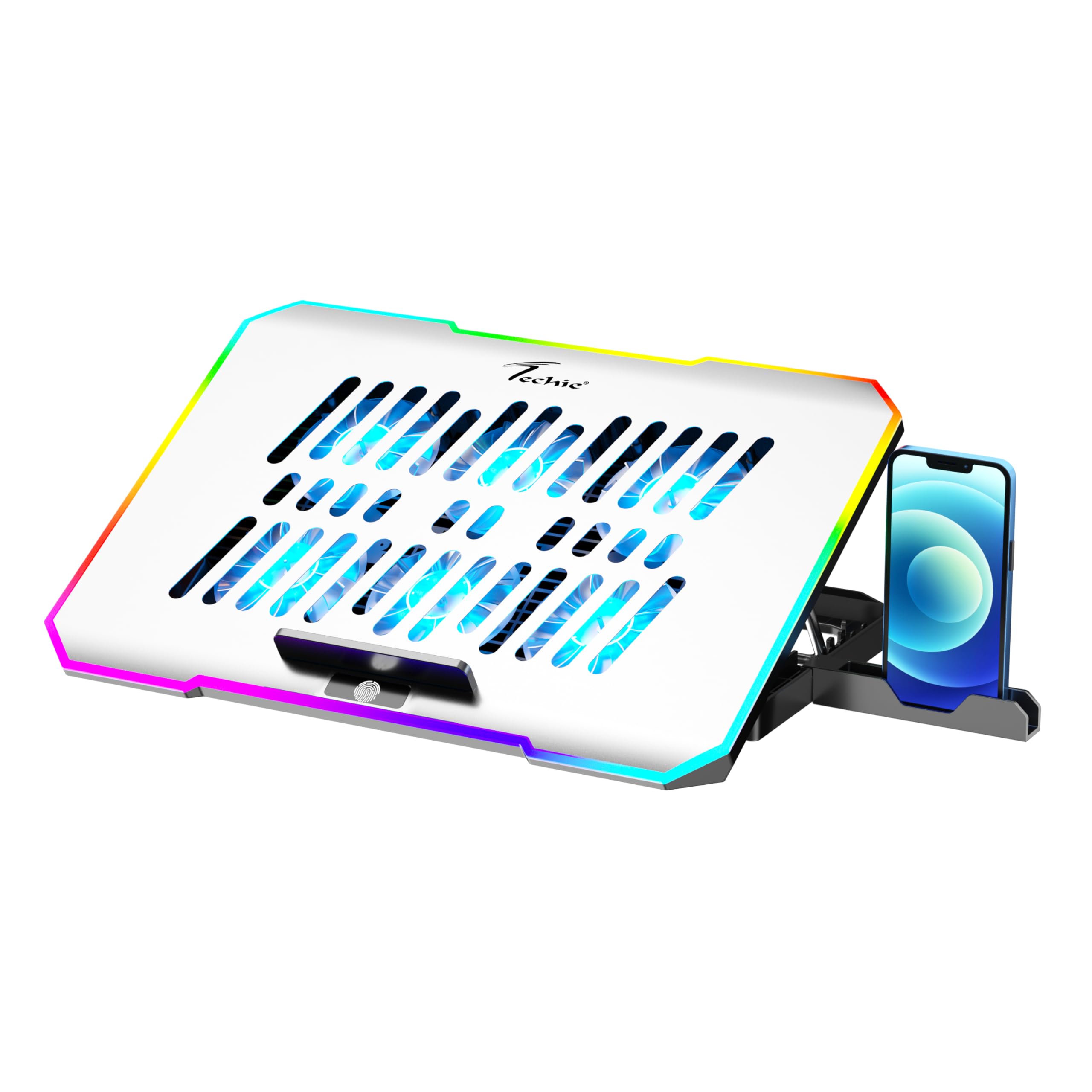 Techie Aerocool 6 Fan Laptop Cooling Pad with Touch Control RGB Lights ...