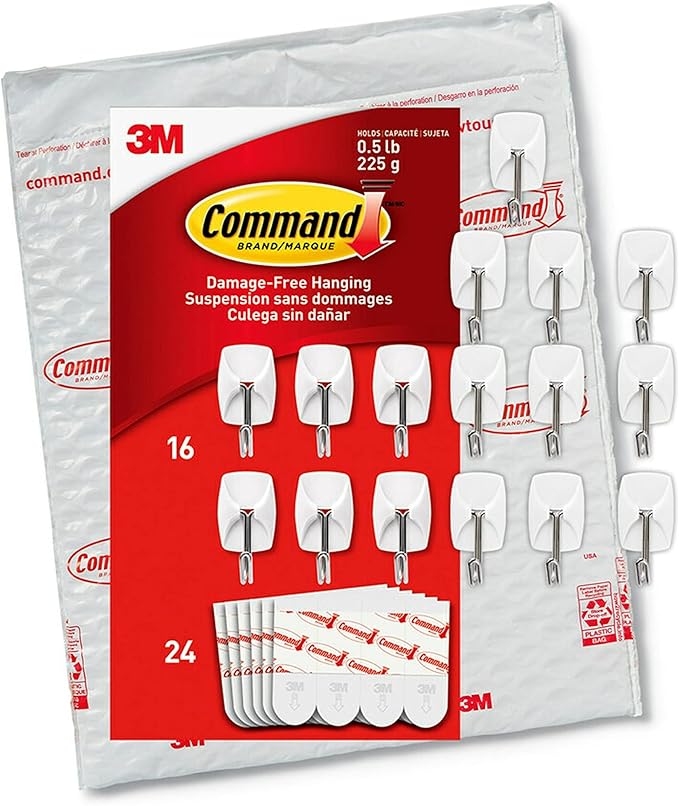Command Small Wire Hooks, 16-Hooks, 24-Strips, Organize Damage-Free ...