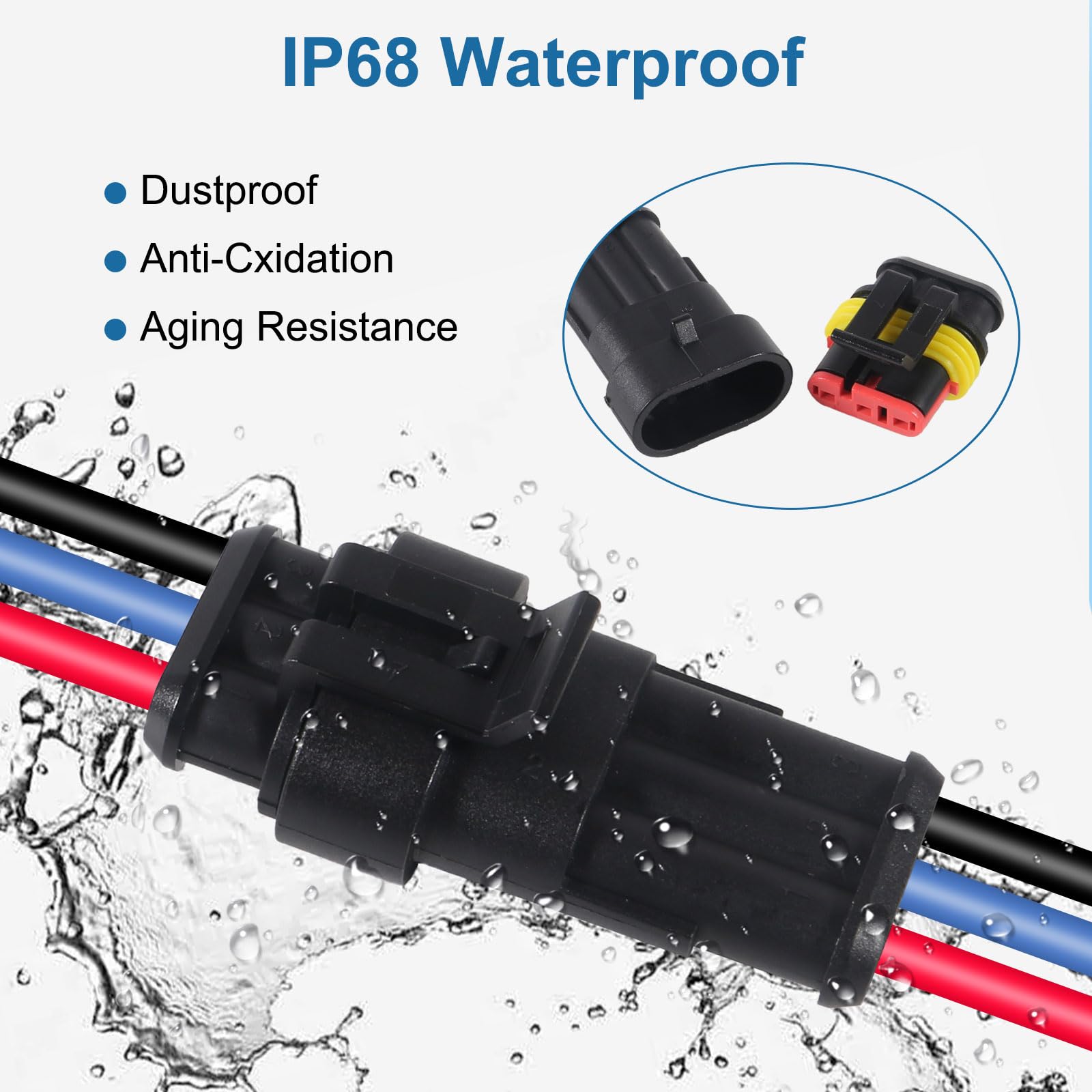 Snapklik.com : 3 Pin Connector Waterproof Connector, 5PCS 3 Wire Car ...