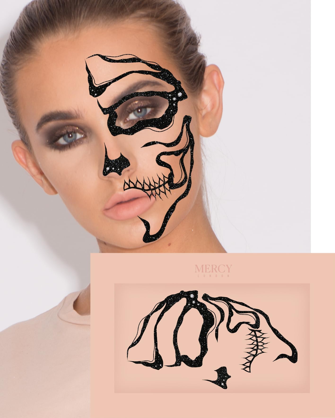 Amazon.com : 3Pack Sugar Skull Face Rhinestone Stickers for Makeup ...