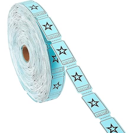 Amazon.com : Blue Raffle Tickets Roll, 50/50 Tickets with Star Design ...