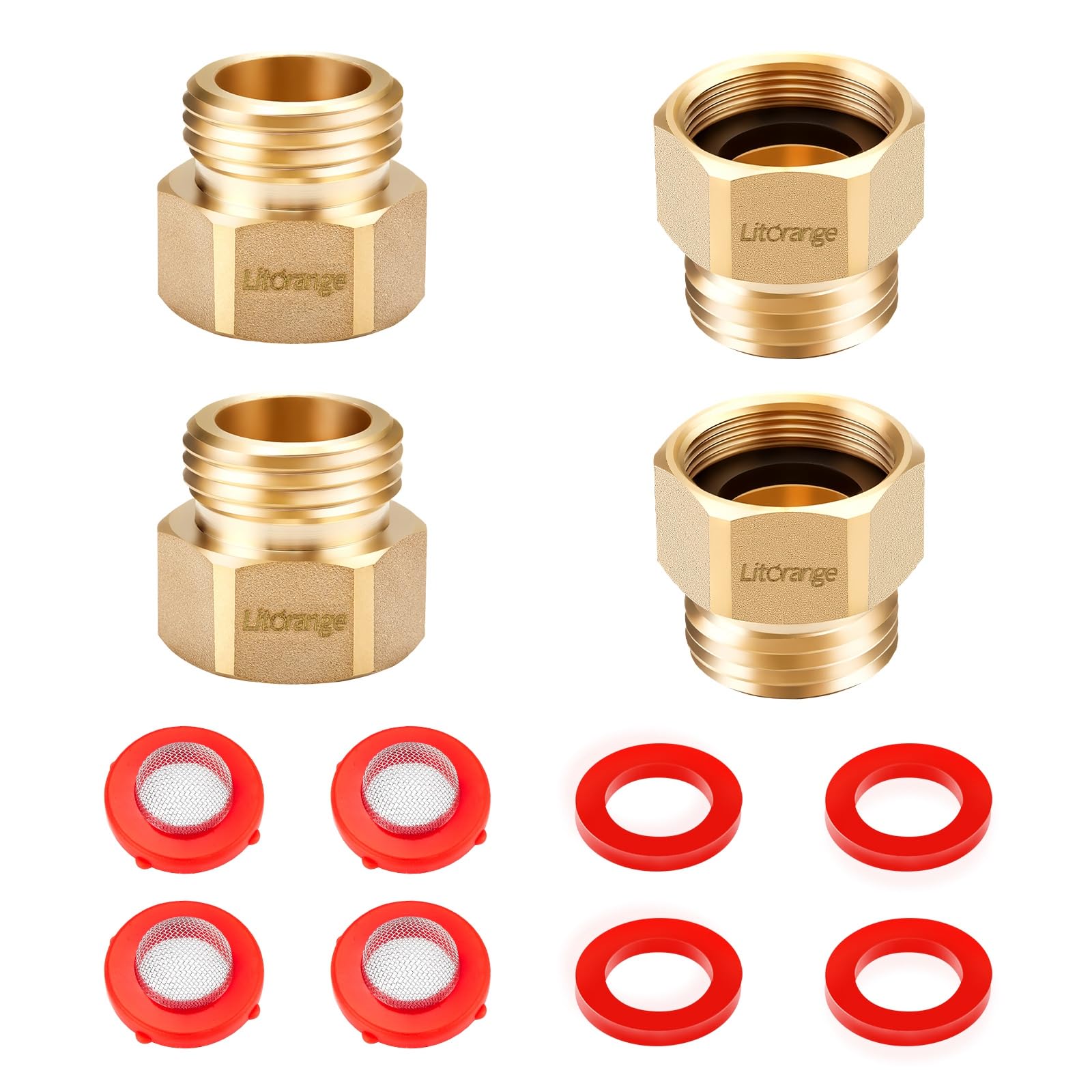 Snapklik.com : Litorange 4 Pack Lead-Free Hose Bib Adapter, 1-1/16 ...