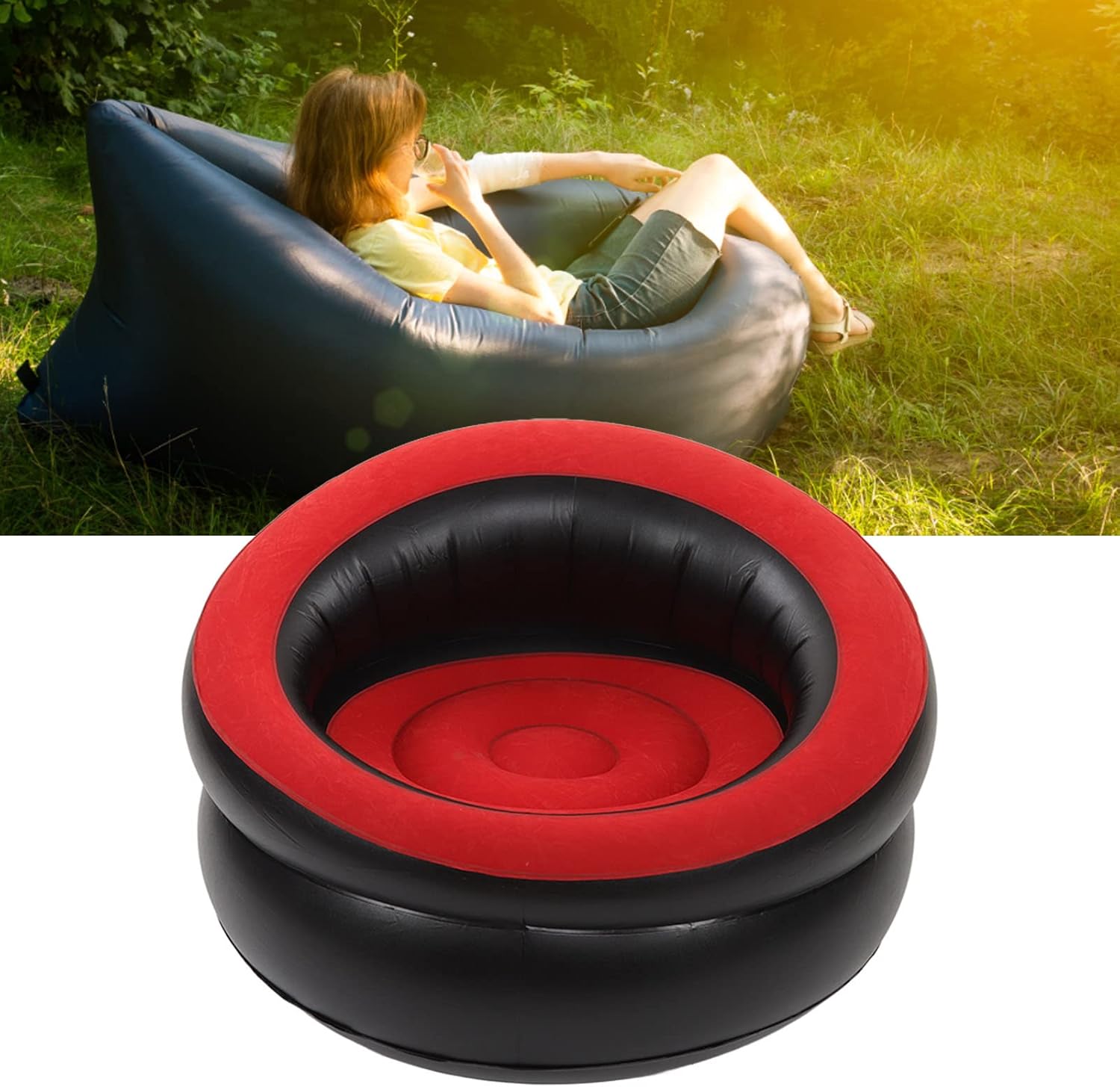 Amazon.com: Inflatable Chair, Flocking Inflatable Armchair, Outdoor ...