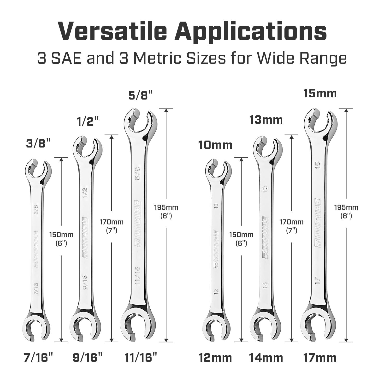 Snapklik.com : Ironcube Flare Nut Wrench Set: 6-piece SAE & Metric Line ...