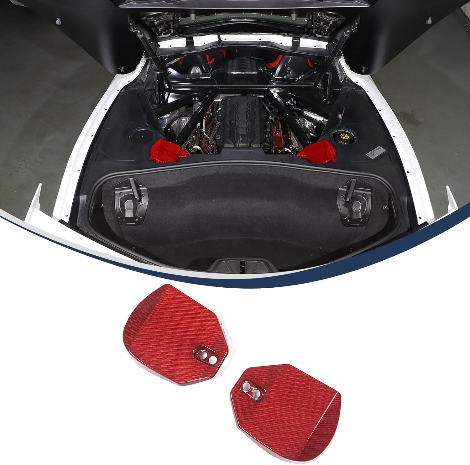 Amazon.com: Daeiclru Rear Carbon Fiber Rear Strut Tower Covers ...
