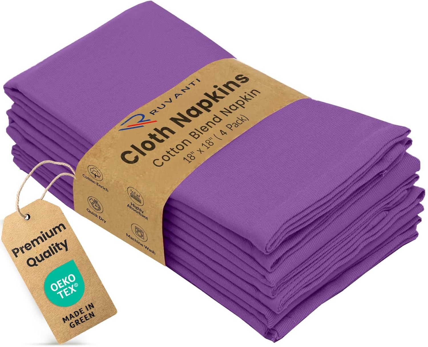 Amazon.com: Ruvanti Cloth Napkins Set of 4, 18x18 Inches Napkins Cloth ...