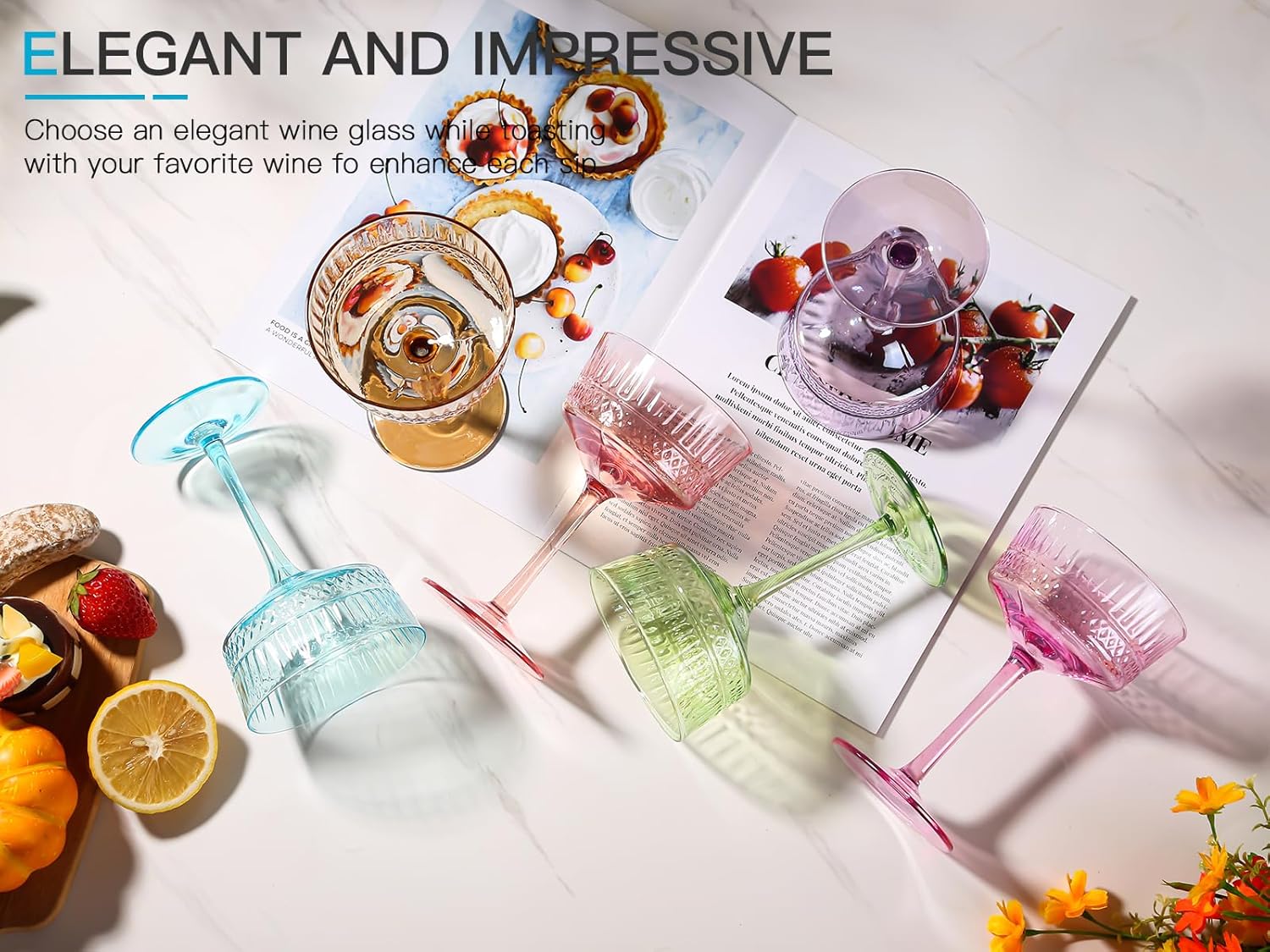 Physkoa Copas cupé para cóctel, martini, juego de 6 vasos Manhattan ...