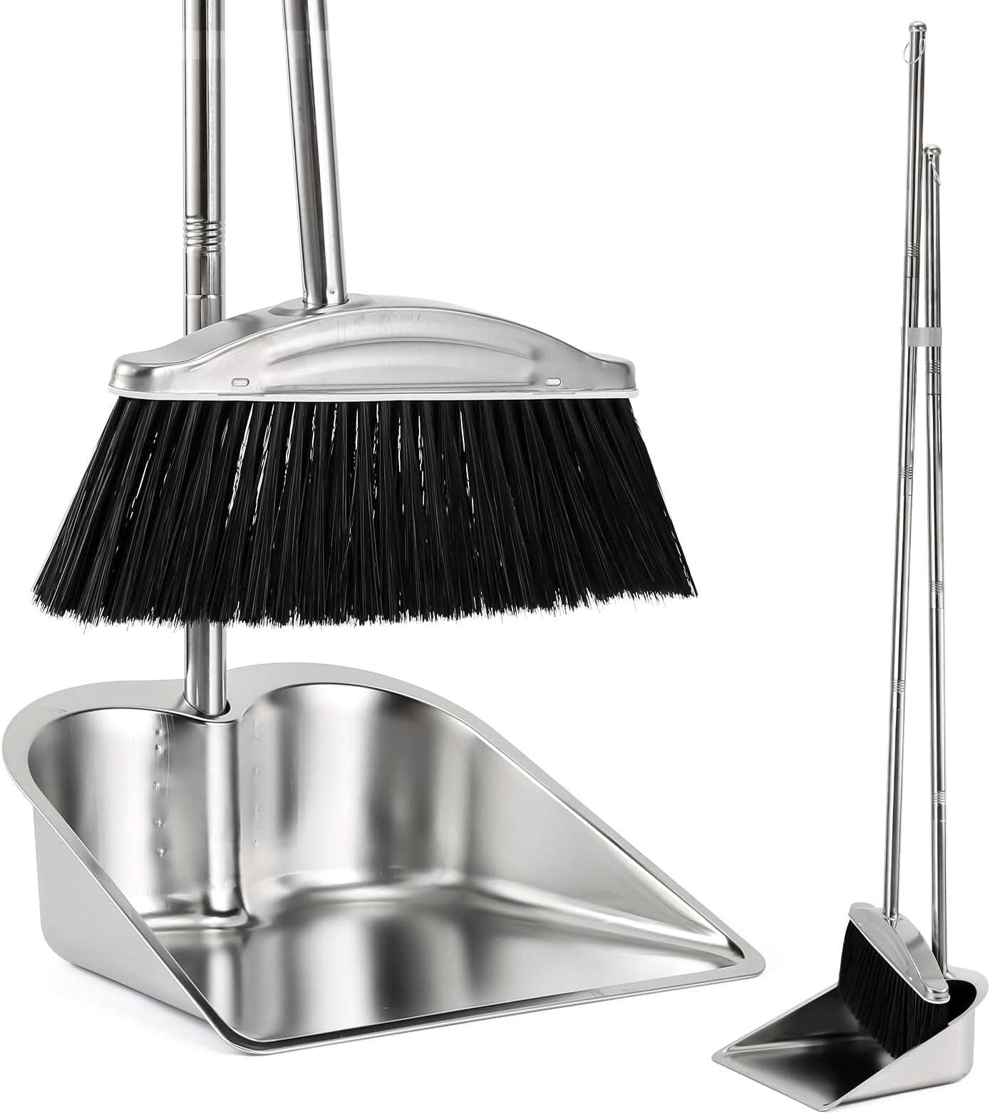 Amazon.com: VOOWO Broom with Dustpan Combo Set, 46" Stainless Steel ...