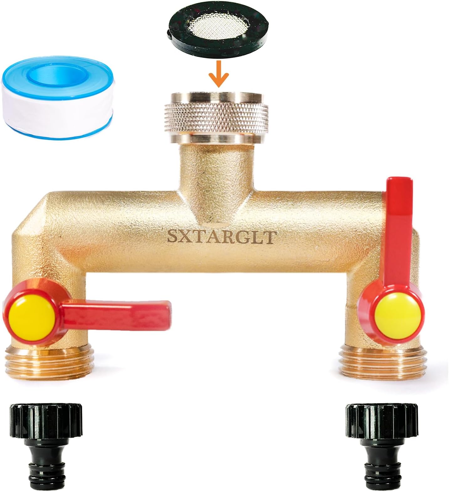 Amazon.com: SXTARGLT Brass Garden Hose Splitter,2 Way Hose Splitter ...