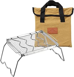 Amazon.com : CAMPINGMOON Folding Campfire Grill with Cooking Grid Grate 9.5"x7.9" 304 Stainless ...
