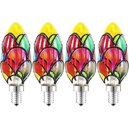 Greeogin Dimmable Stained Glass LED Edison Bulb, Tiffany Style Color ...