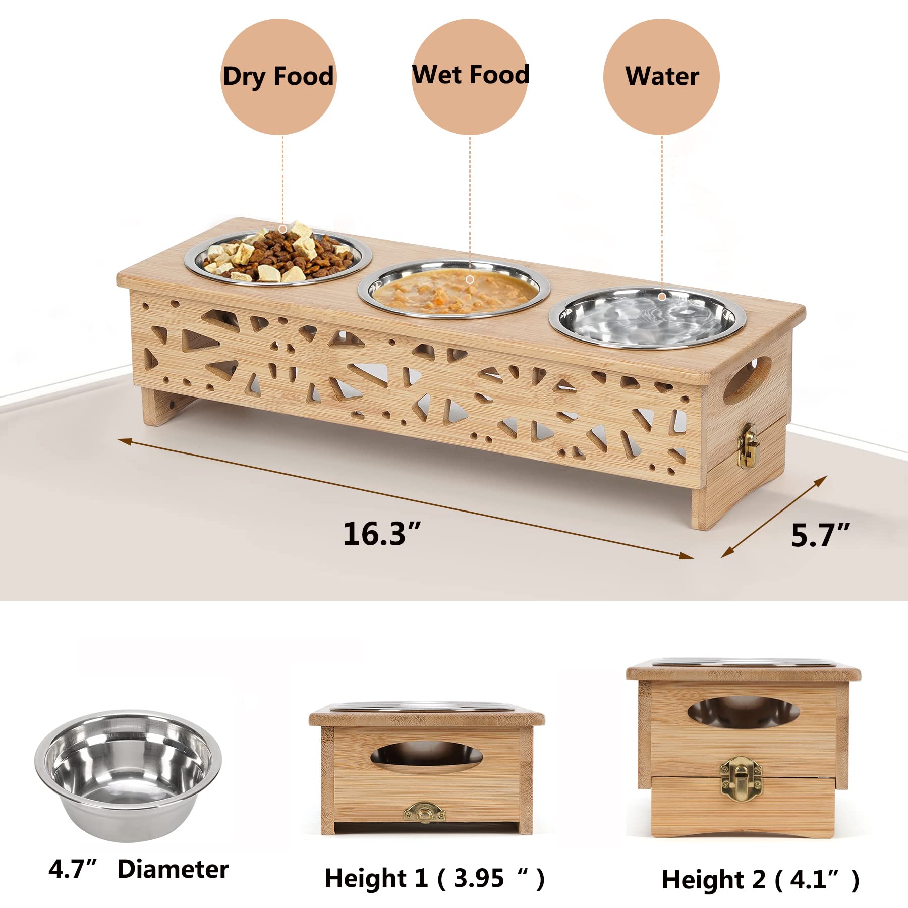 handrong Raised Cat Food Bowl Elevated Cat Bowls Cat Food and Water ...