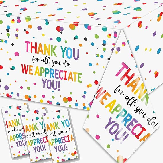 Amazon.com: Lenyunge Appreciation Decorations,Thank You Tablecloth 3pcs ...