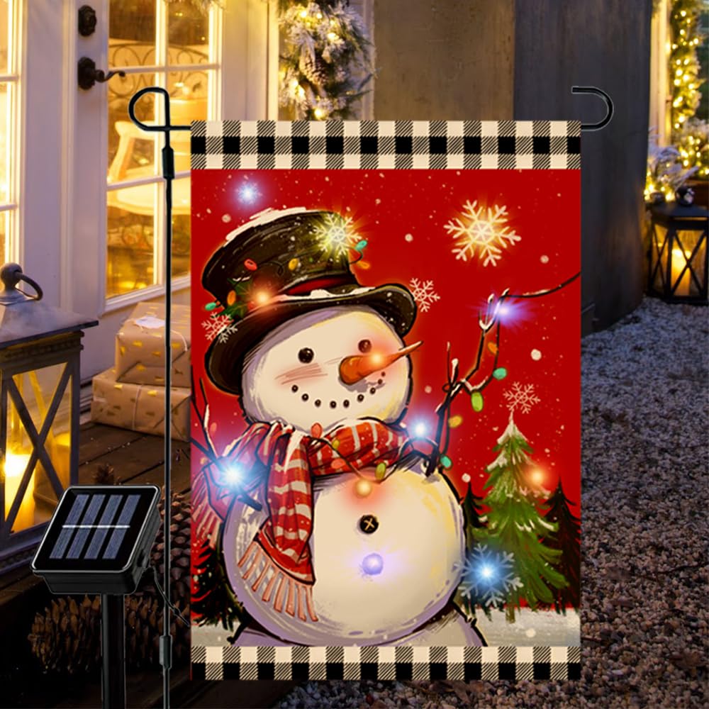 Amazon.com : ARGOOFG Lighted Christmas Garden Flag 12x18 Inch Double ...