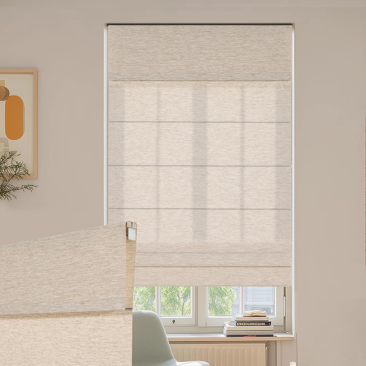Amazon.com: Persilux No Drill No Tools Light Filtering Roman Shades for ...