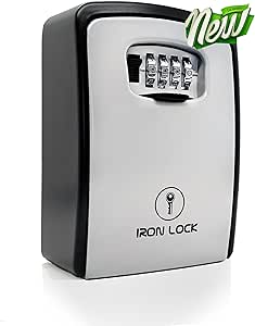 Iron Lock® - XXL Key Lock Box Wall Mount for Keys 4 Digit Combination ...