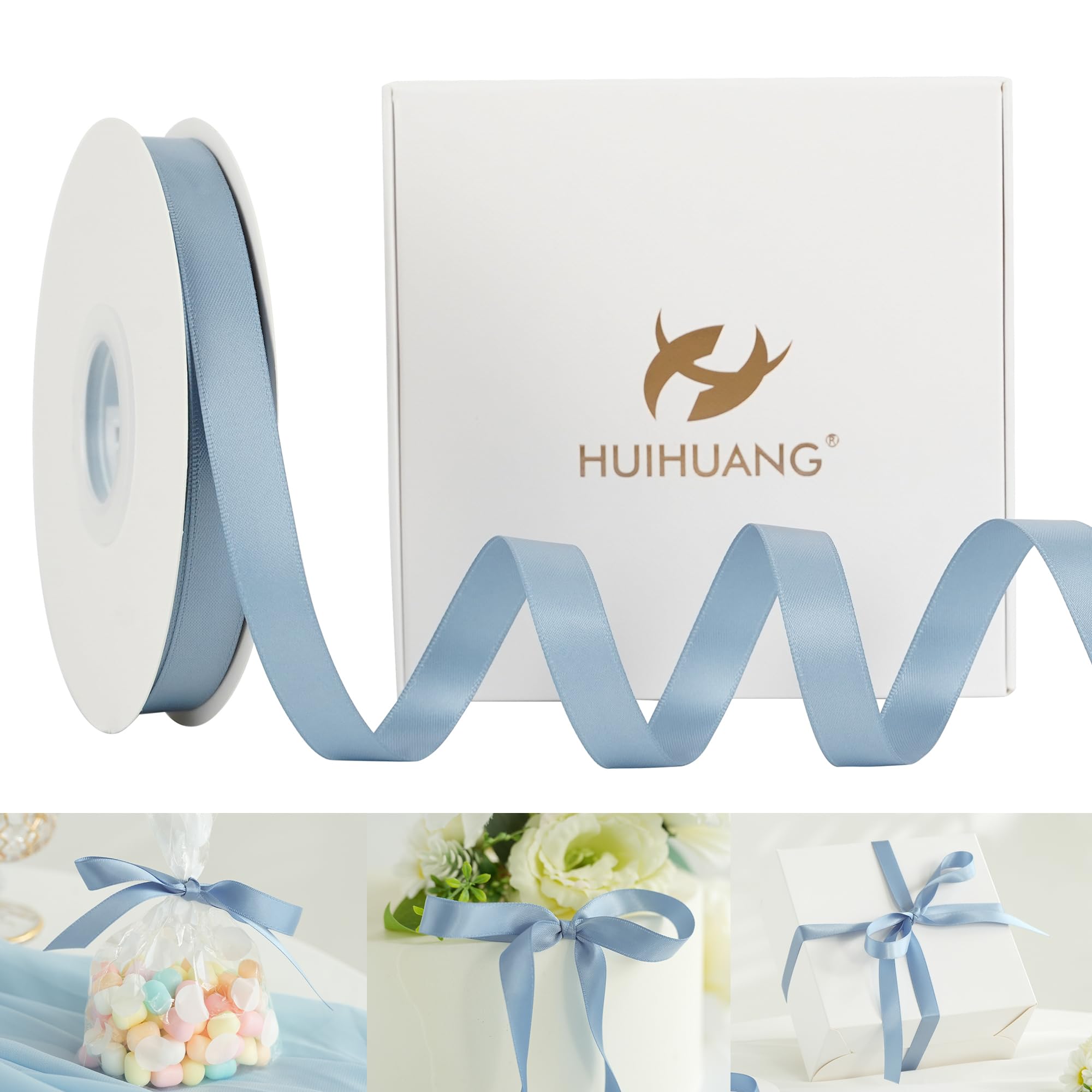 Amazon.com: HUIHUANG French Blue Satin Ribbon 1/2 inch X 50 Yards ...
