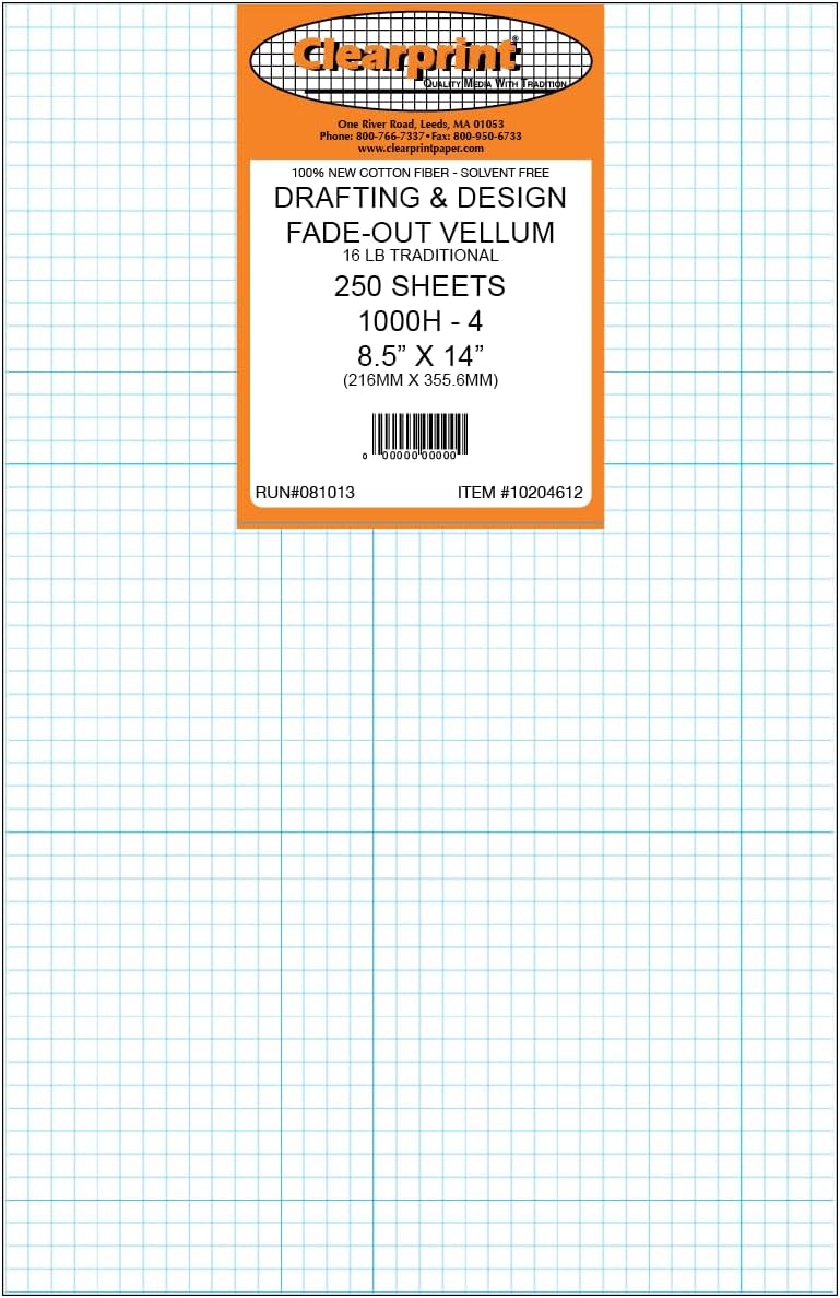 Amazon.com: Clearprint 1000H Vellum Sheets with 4x4 Fade-Out Grid, 8.5 ...
