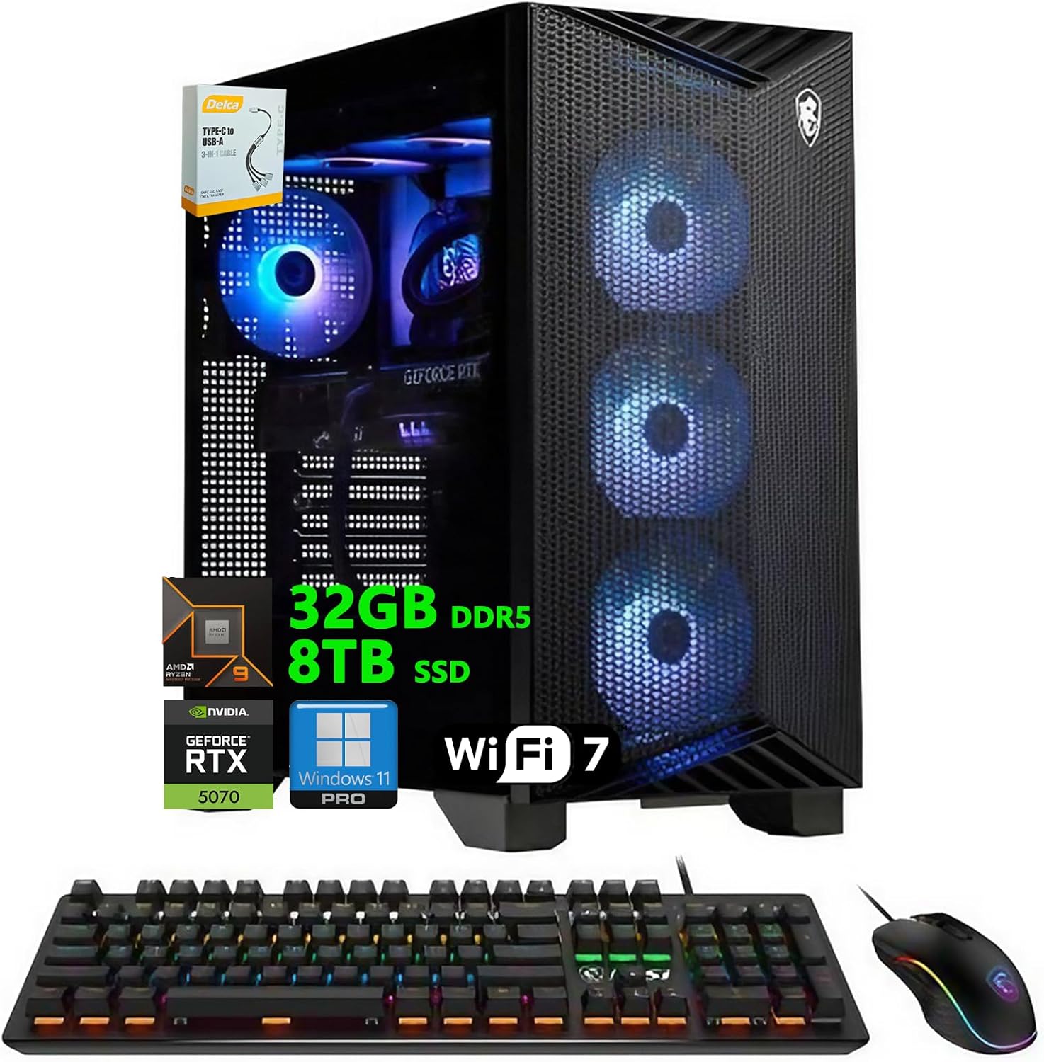MSI Aegis ZS2 Gaming Desktop | AMD 12-Core Zen 5 Ryzen 9 9900X | 32GB ...