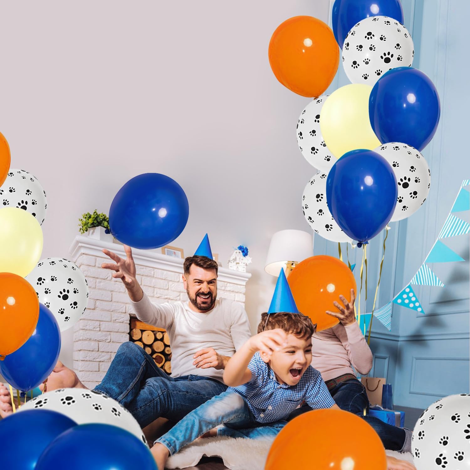 28 globos azules para fiesta de cumpleaños, globos azules y anaranjados ...