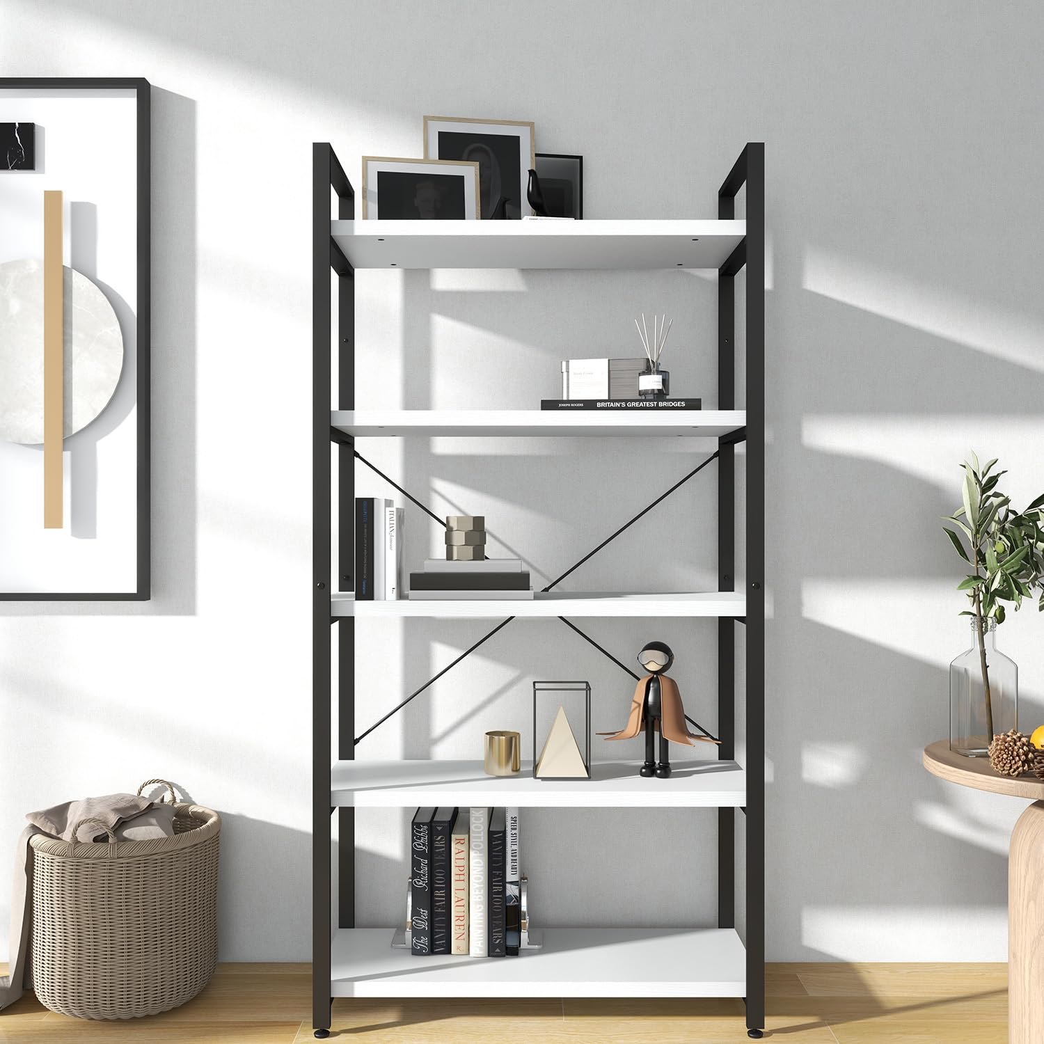 Snapklik.com : Panana 5 Tier Industrial Rustic Wooden Bookshelves ...